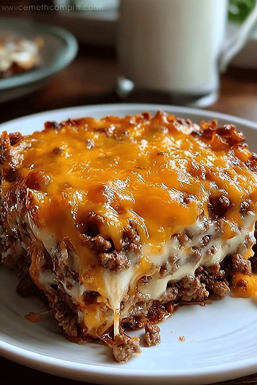 Upside Down Cheesy Beef Cake Recipe With Easy Layers