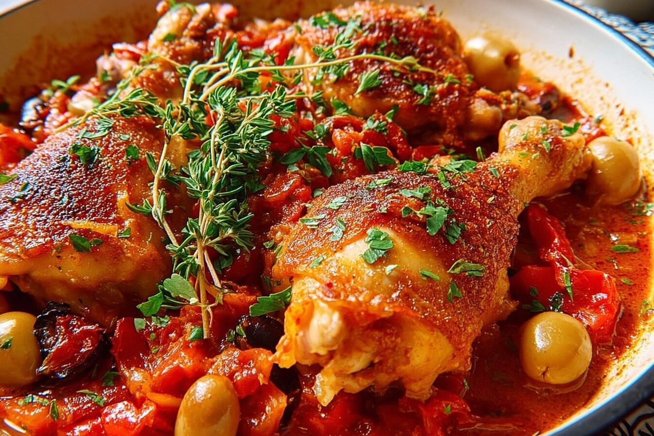 Spanish Chicken Recipe With Rice And Vegetables In One Pan