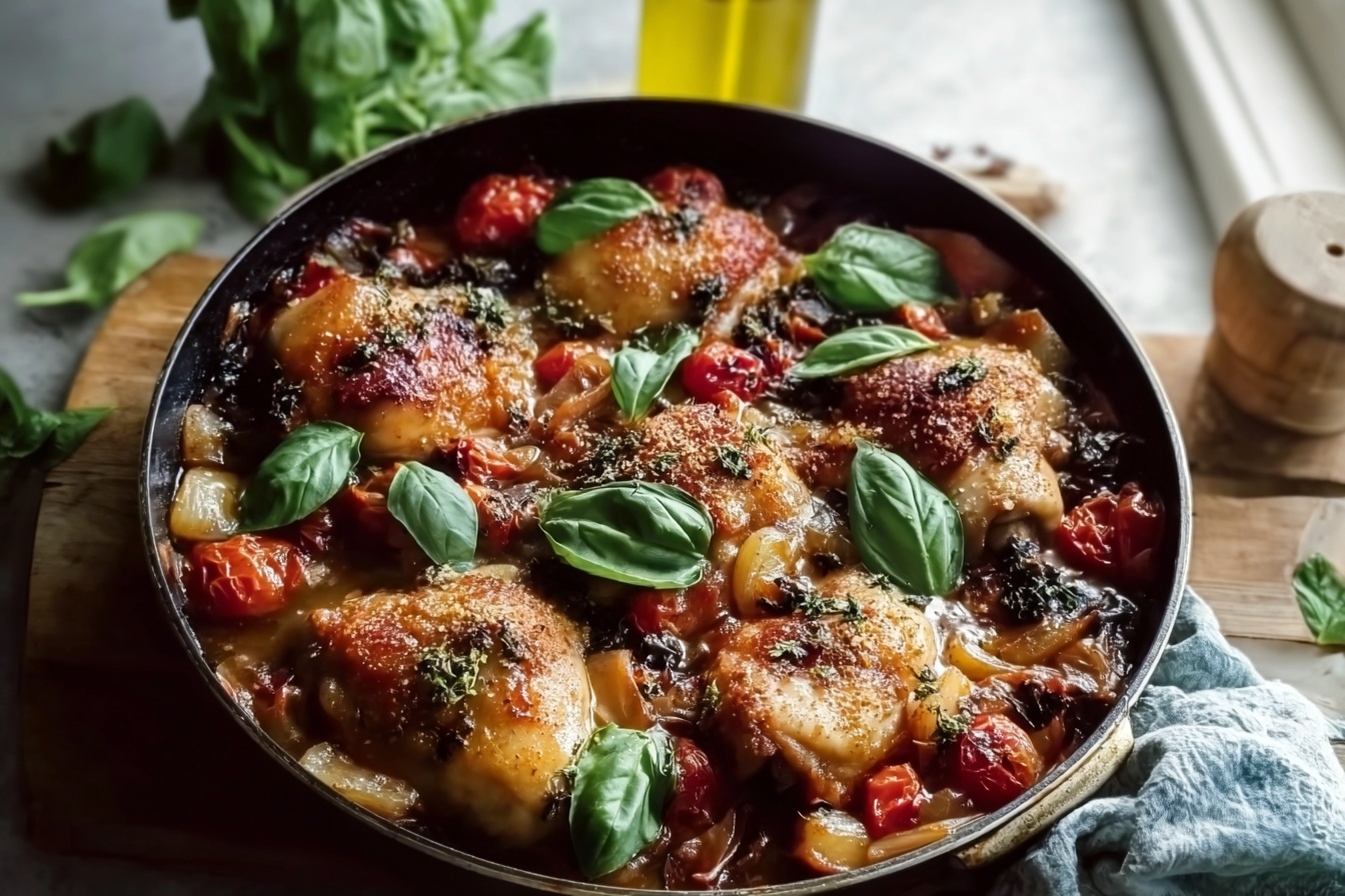 Easy Italian Braised One Pot Chicken Dinner Recipe